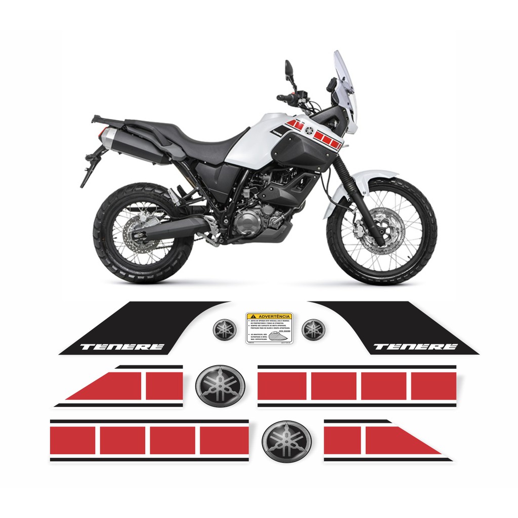 KIT ADESIVOS EMBLEMAS LATERAIS YH XT 660Z TENERE 660 2012 VERMELHA ...