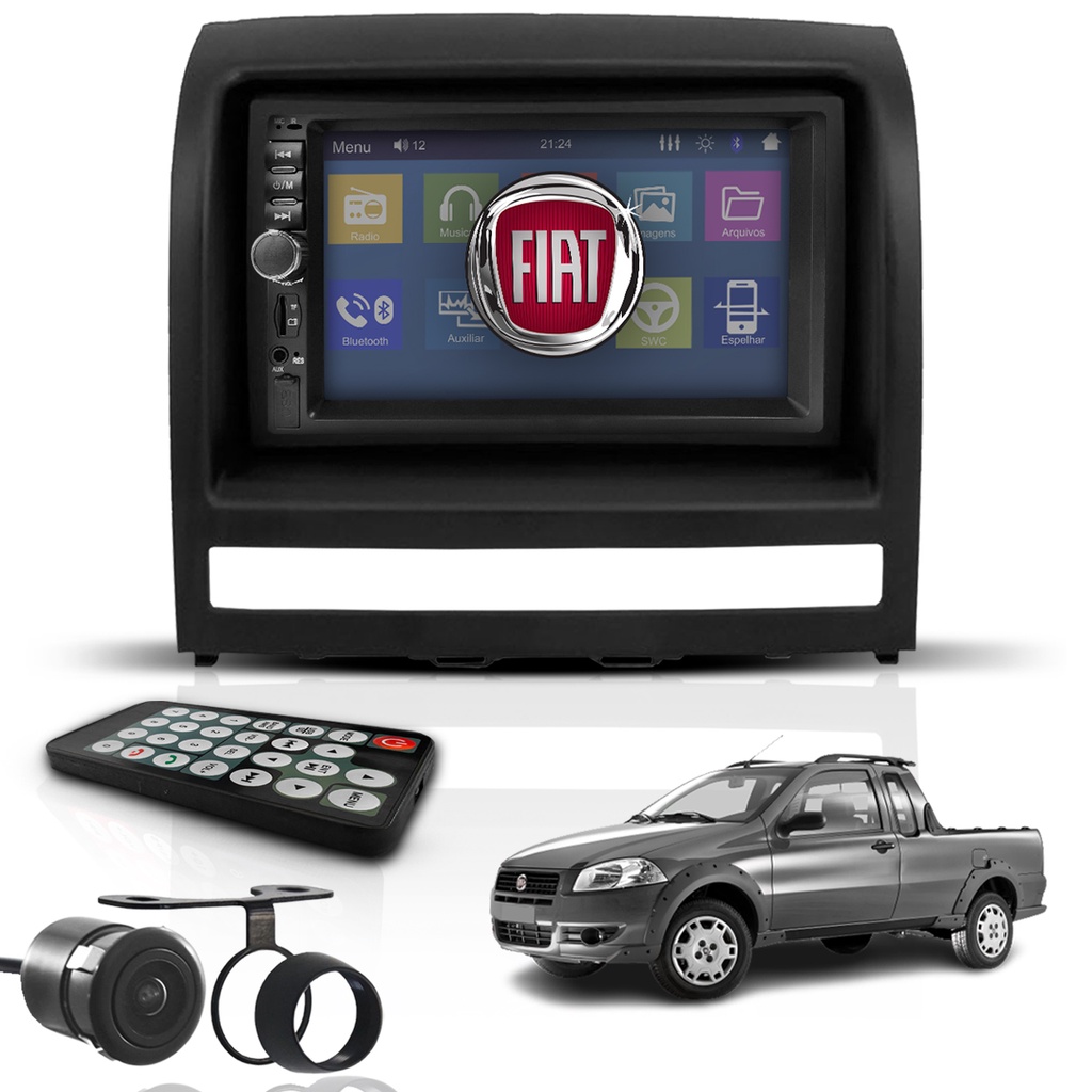 Kit Central Multimídia Mp5 2 Din Bt Espelha Dvd Fiat Strada | Shopee Brasil