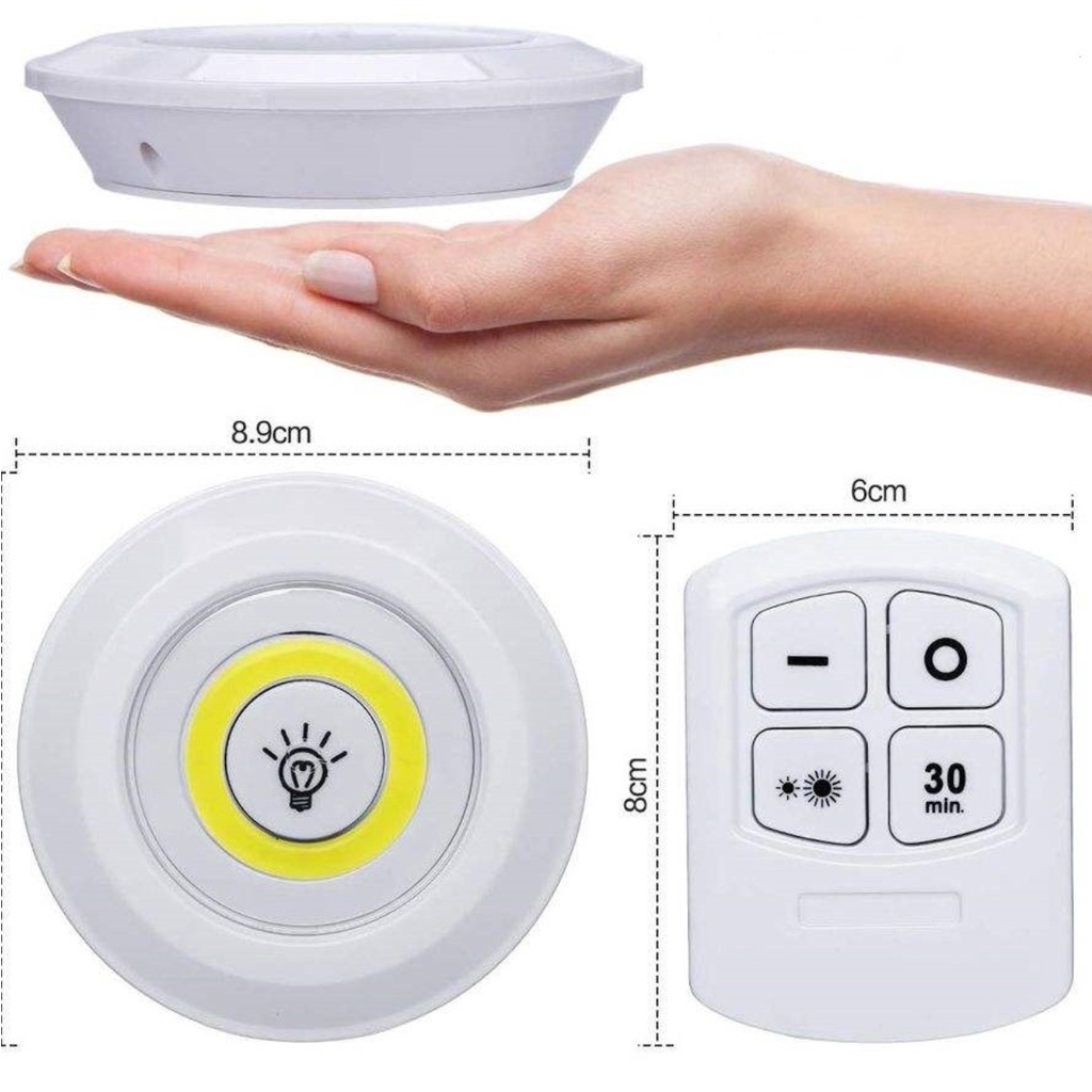 Kit 3 Lampada Luminária Led Spot Controle Remoto Sem Fio Branco Quente ...