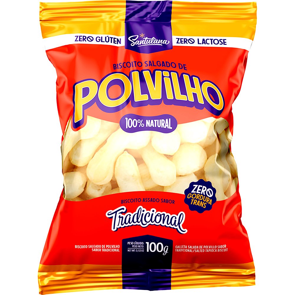 Biscoito Polvilho Salgado Tradicional Santulana 100g | Shopee Brasil