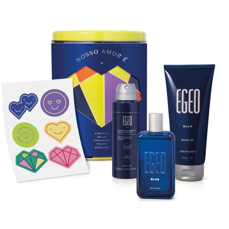 kit dia dos namorados perfume egeo blue 3 ites | Shopee Brasil