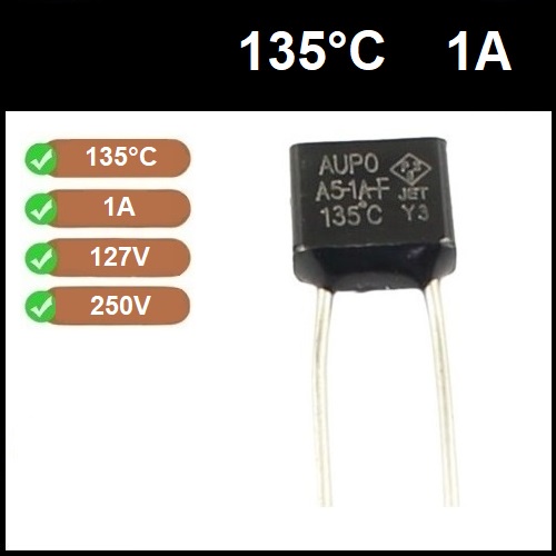 1 Fusível Térmico 1A 135 Graus 135C 135°C 250V | Shopee Brasil
