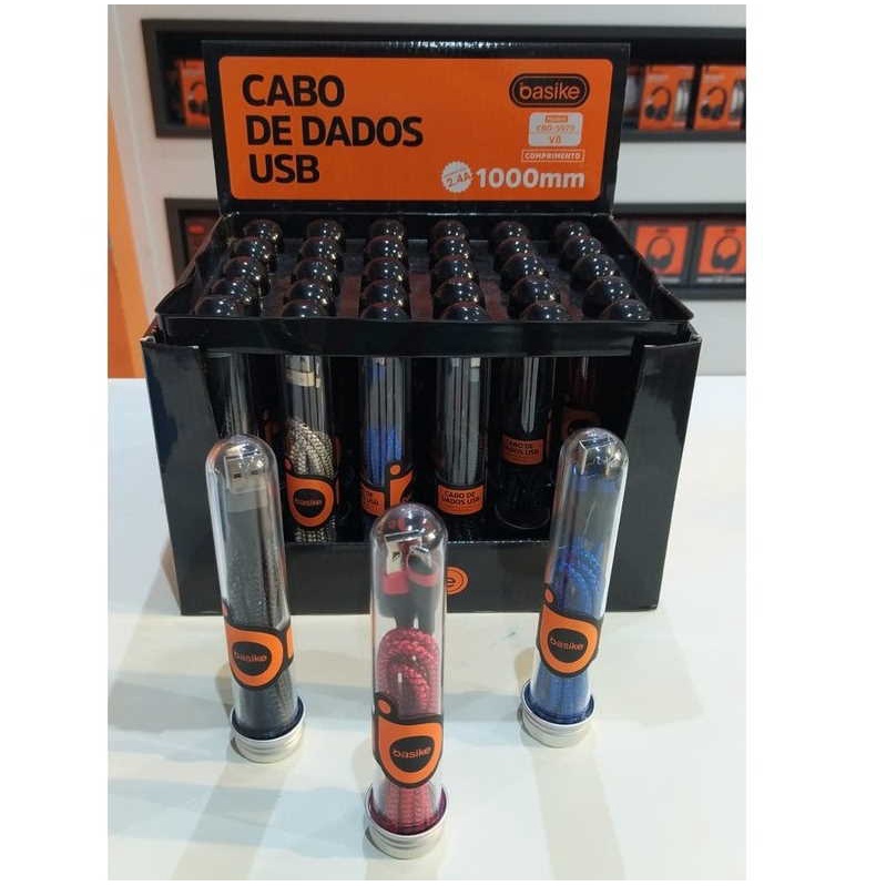 CABO USB BASIKE V8 1 M TUBETE AMPOLA BA CBO 5979 | Shopee Brasil