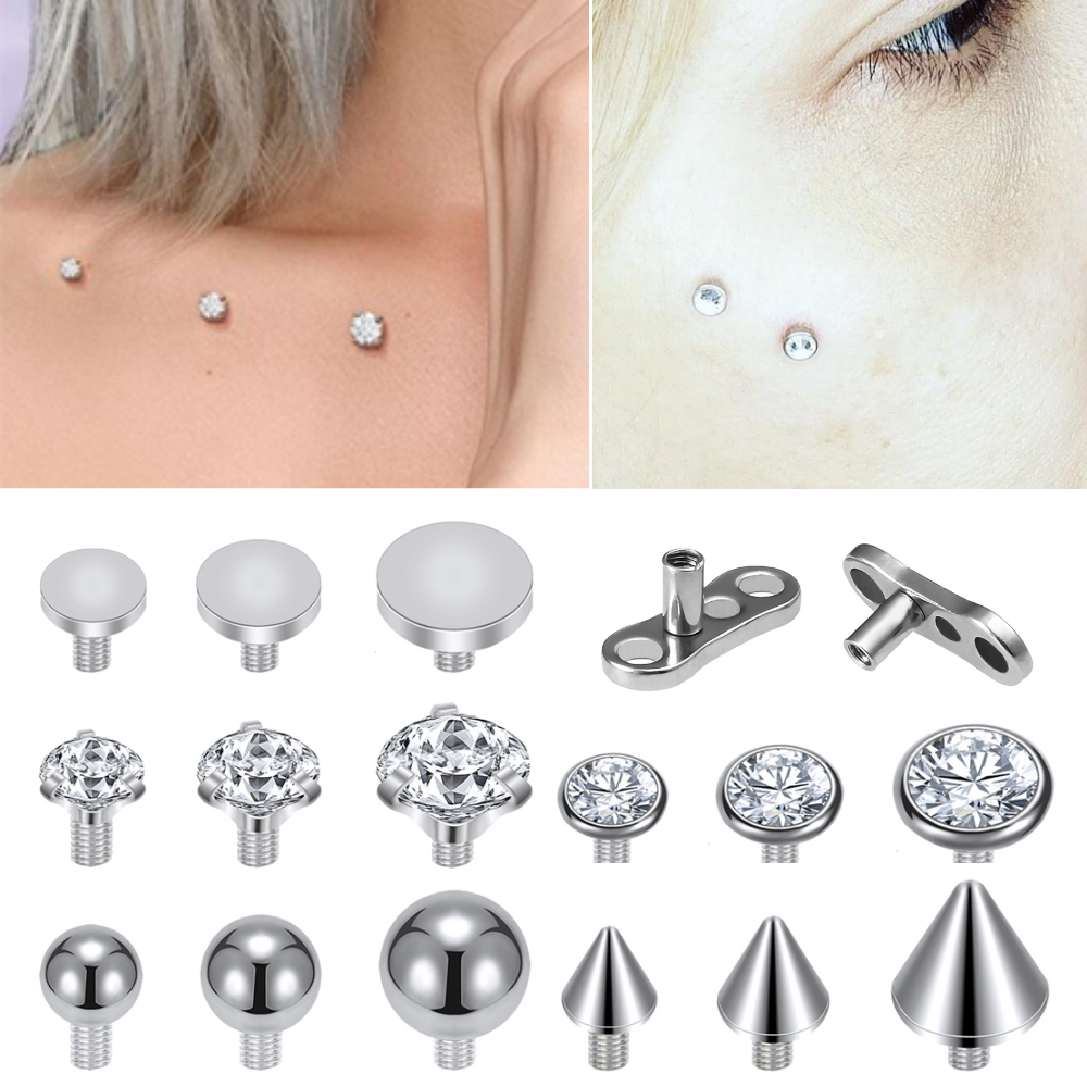 1 PC Micro Dermal Piercings Acessório De Superfície De Aço Inoxidável ...