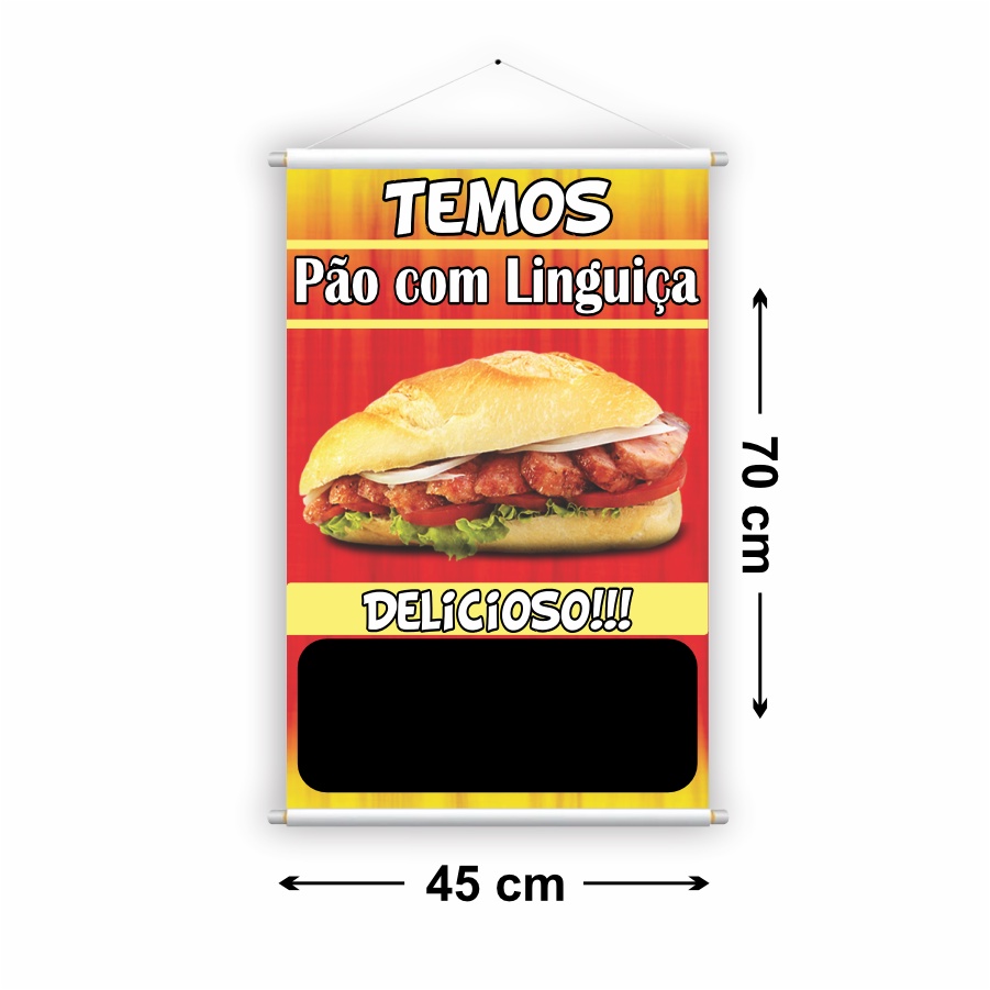Banner de Pão com Linguiça, 45x70cm, Modelo Pronto Reutilizável, 1un ...
