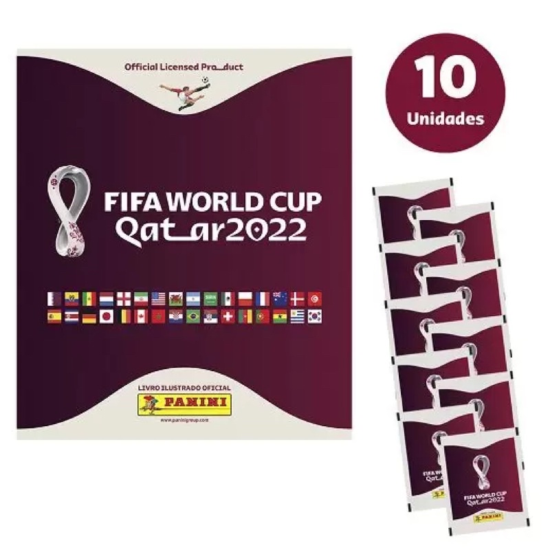 Kit C/ 1 Álbum Brochura + 10 Envelopes de Figurinhas da Copa Do Mundo ...