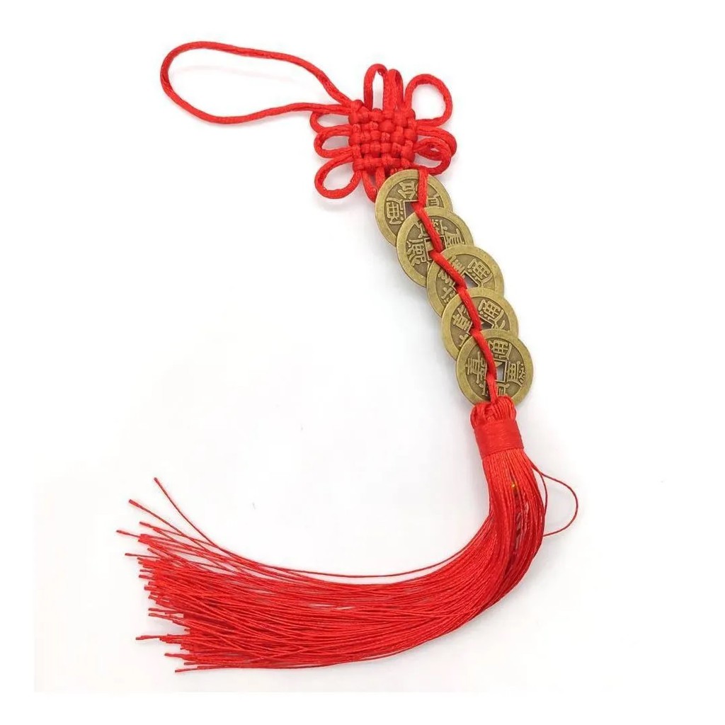 Chaveiro Amuleto Moeda Chinesa Móbile 5 Moedas I Ching - Talismã Da ...