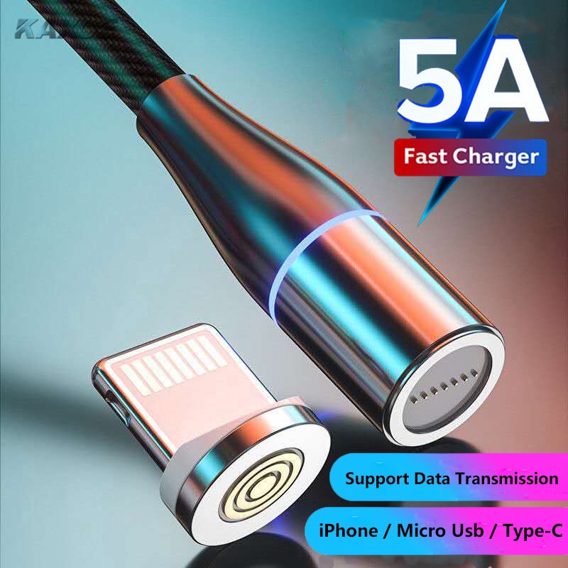 5A Fast Charging Cable 3 in 1 Micro Usb / Type-C /Lightning iPhone IOS ...