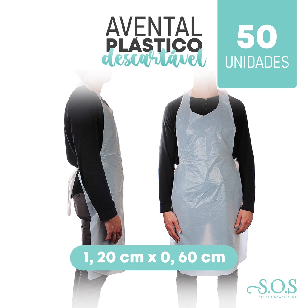 Avental Plástico Profissional Tam. 1,20 X 0,60 Cm - Pacote C/ 50 ...