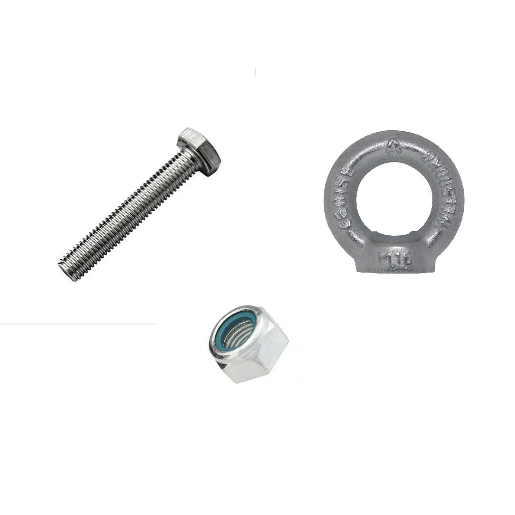 Kit 4x parafusos sextavado M10x50 mm + 4x porcas olhal M10 + 4 porcas ...