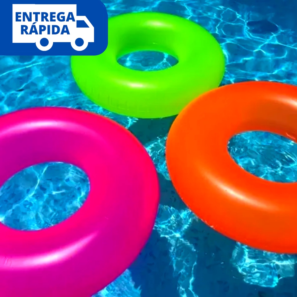 Bóia Inflável Circular de Piscina 76cm para Criança e Adulto Cor Neon ...