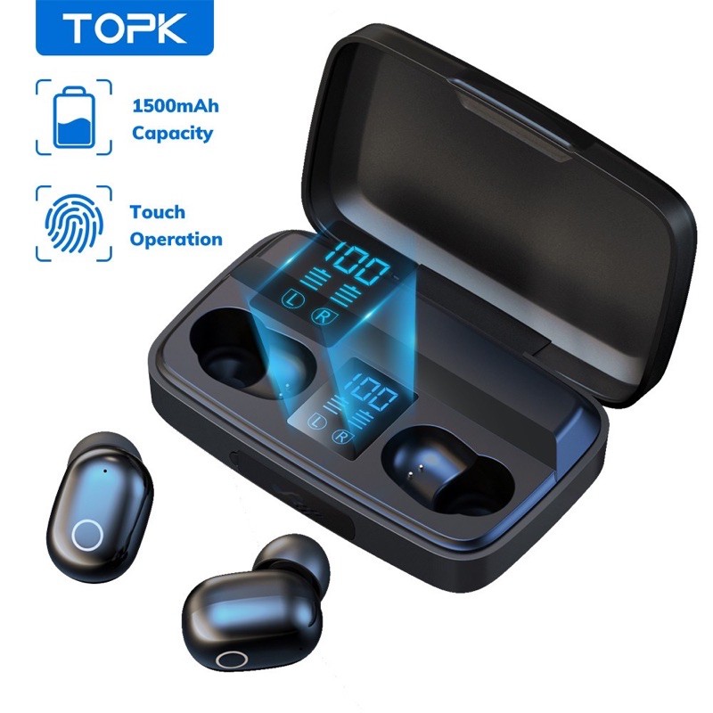TOPK T10 TWS Fone de ouvido bluetooth sem fio com display smart LED - Capa carregadora ...