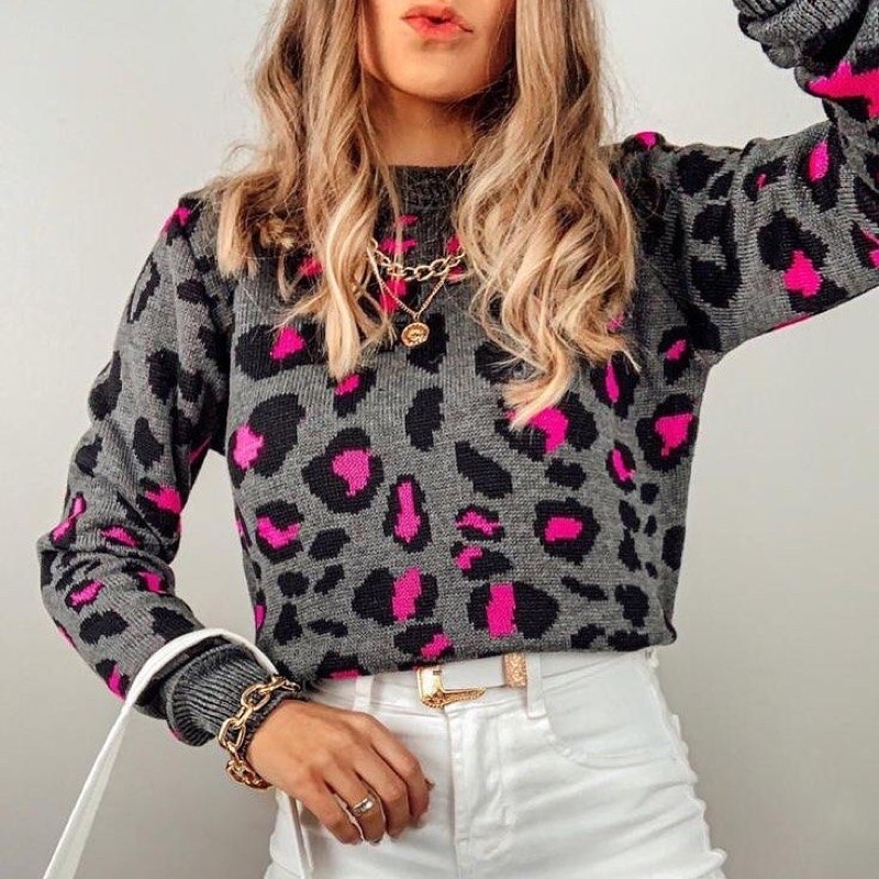 Blusa Feminina Tricot Frio Detalhes Onça Neon Modal Inverno | Shopee Brasil