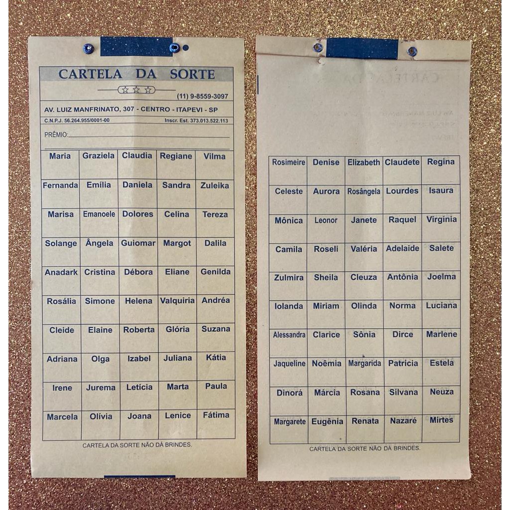Kit com 2 Cartelas de RIFA com 100 nomes | Shopee Brasil