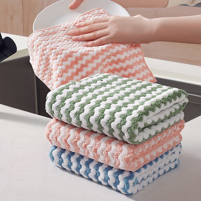 3pcs Toalhas De Limpeza De Cozinha Rag De Velo Coral Pano De Lavagem De ...