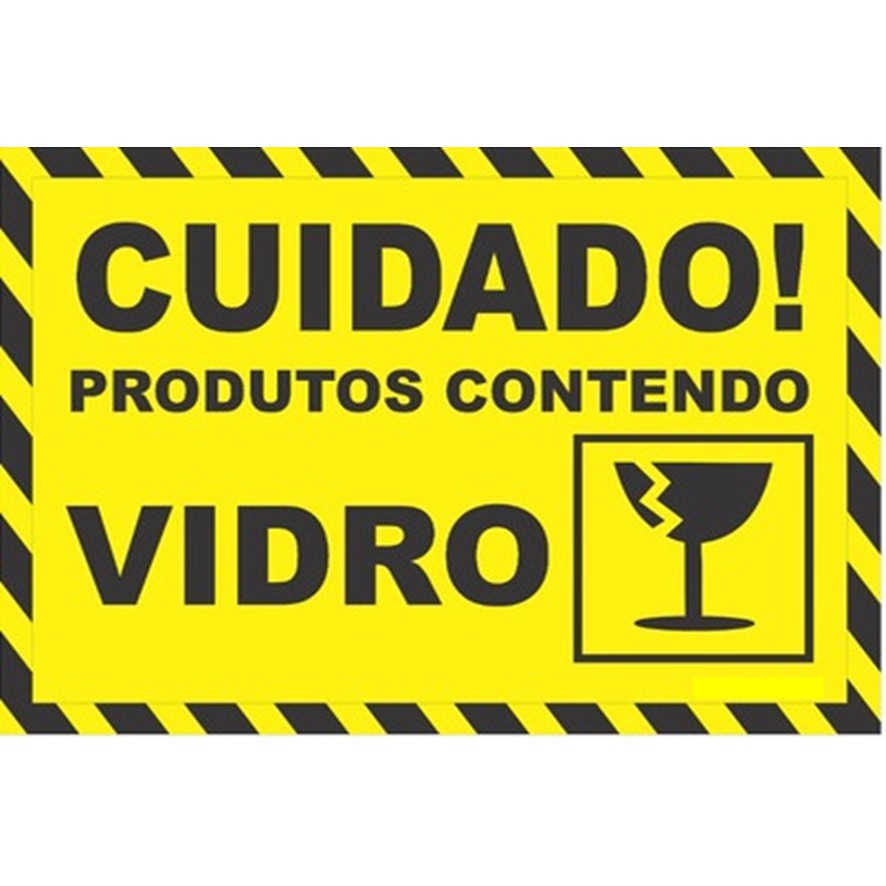 Adesivo Cuidado Vidro Para Caixa Embalagem 100 unidades 10cm X 7cm ...