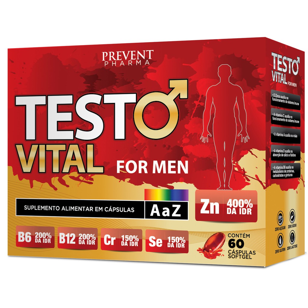 Testo Vital For Men 60 Cápsulas Vitanina A B C E Zinc | Shopee Brasil