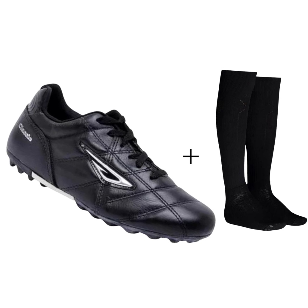 Chuteira Society Couro Diavolo + Meião de Futebol Kanxa - Original | Shopee Brasil