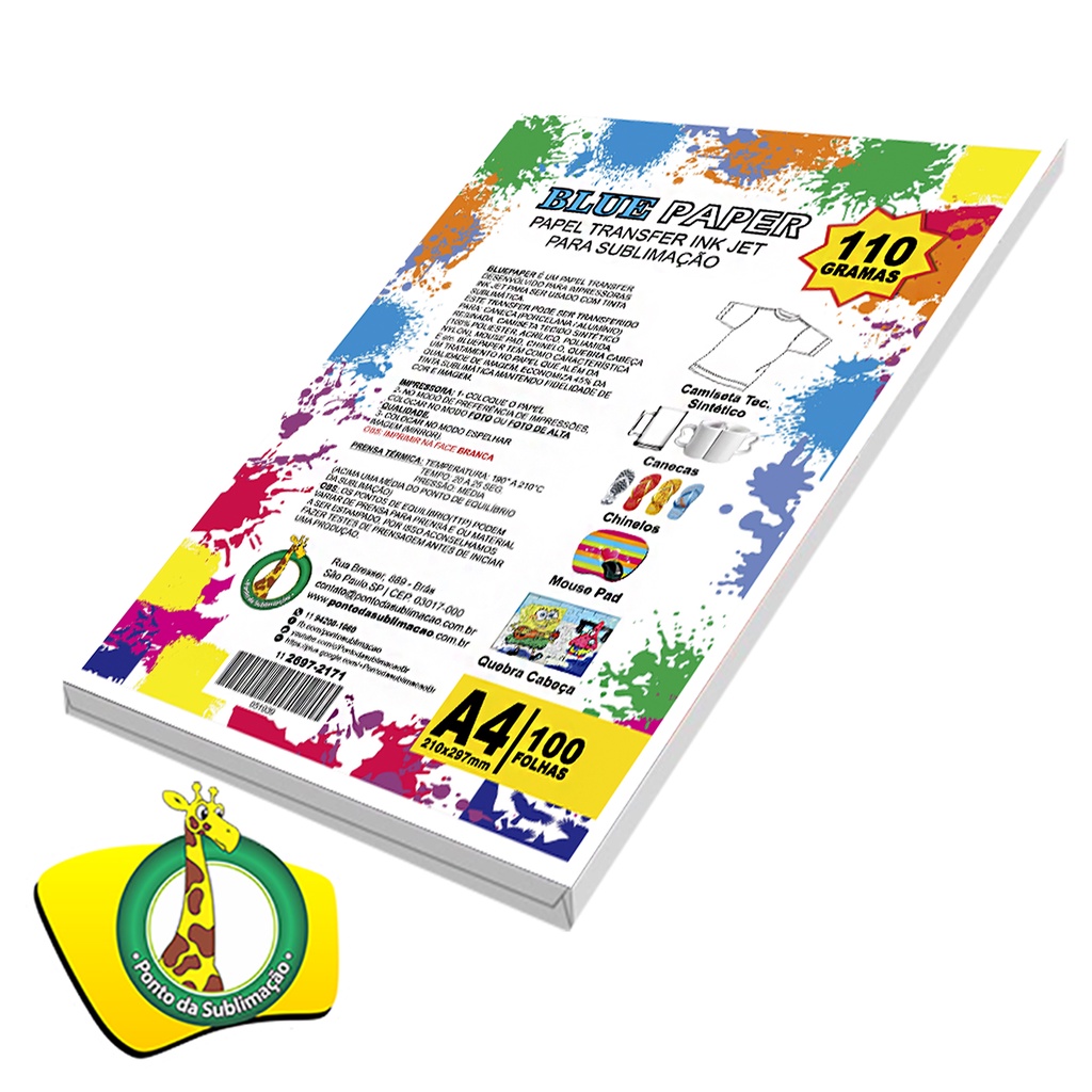 Papel Sublimatico Fundo Azul A4 110g - 100fls | Shopee Brasil