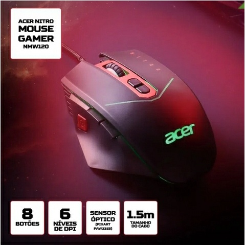 Mouse Gamer Acer Nitro Nmw120 Rgb | Shopee Brasil