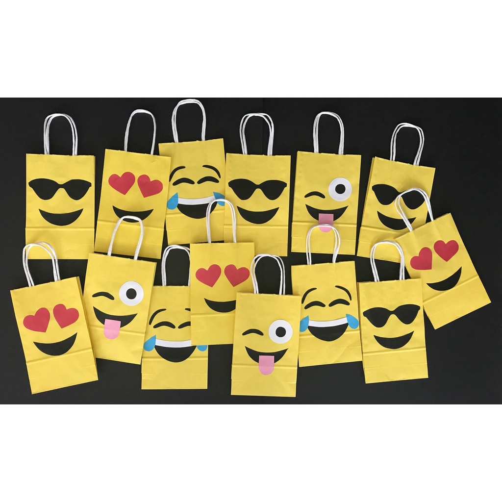 Kit com 10 Sacolas de Papel Emoji Redes Sociais Bolsa de Papel Emoji ...