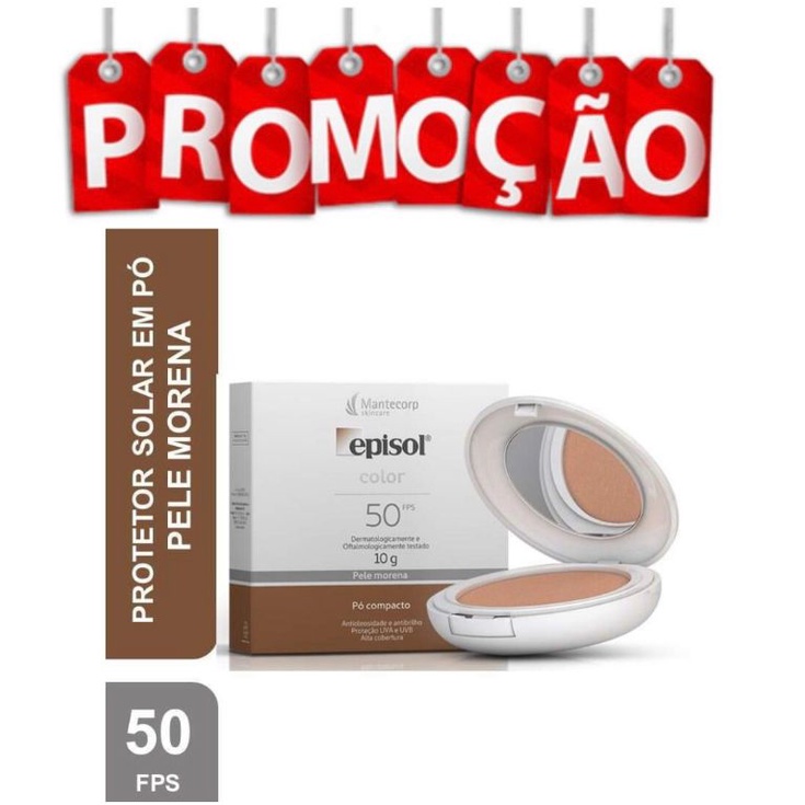 Pó Compacto Episol Color Tom 3 Pele Morena FPS 50 | Shopee Brasil