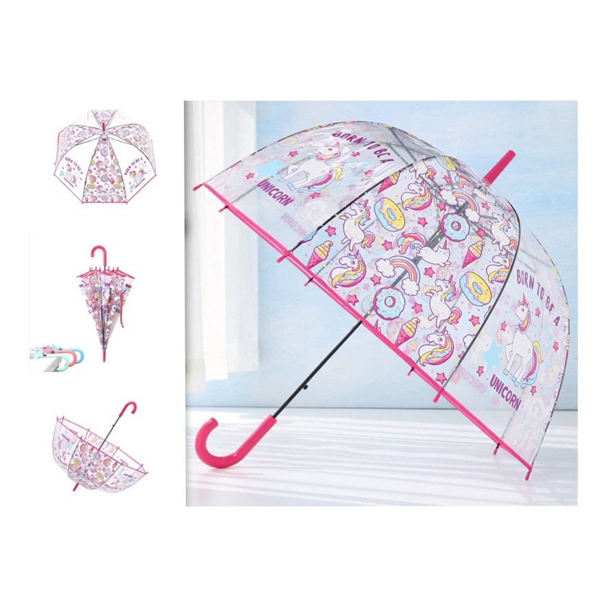 Guarda Chuva Infantil Transparente com Unicórnio Super Proteção ...