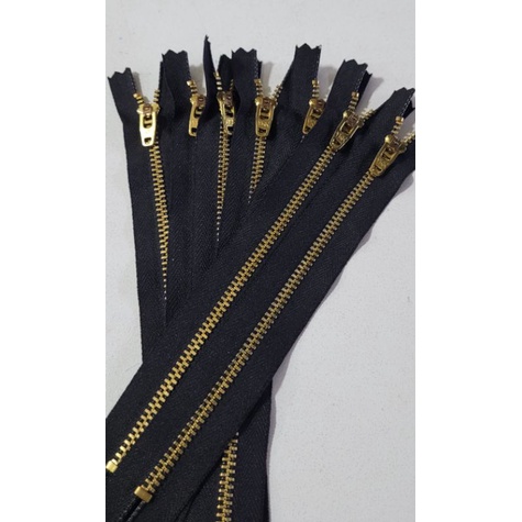 Kit 10 Unidades Zíper Metal Dourado Fixo YKK- 20cm | Shopee Brasil