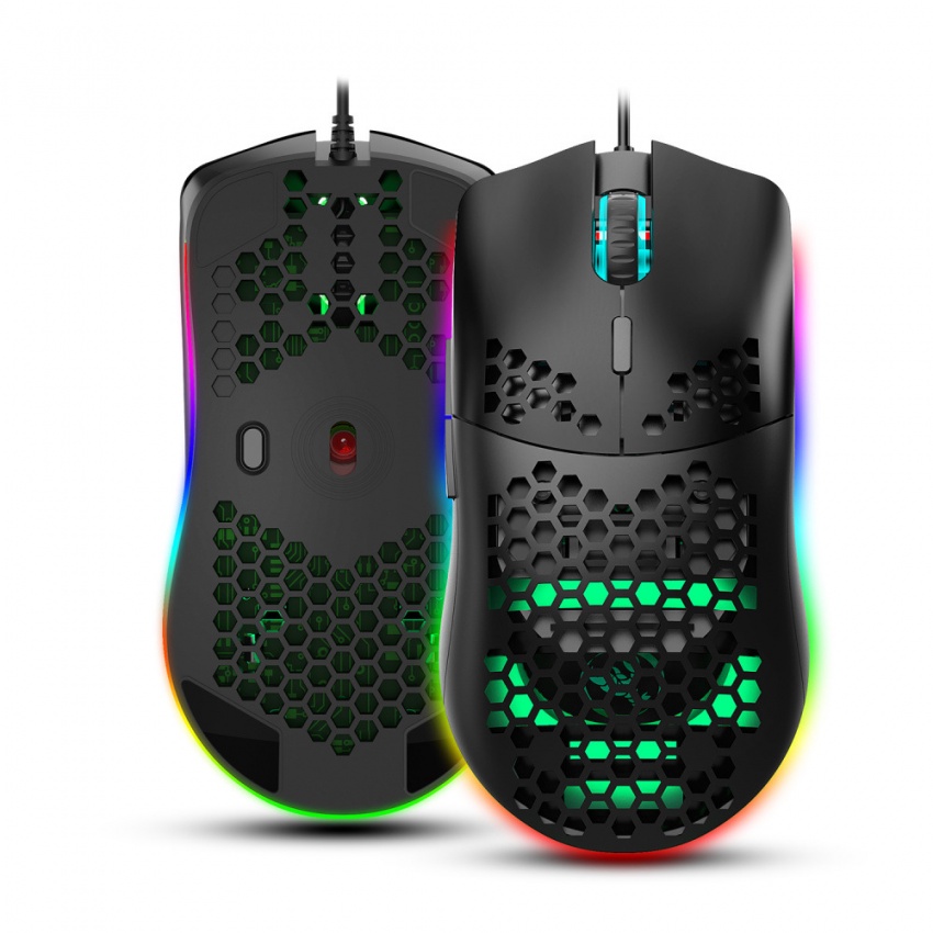 HXSJ J900 USB Wired Gaming Mouse RGB Gamer Mouses Honeycomb Hollow ...