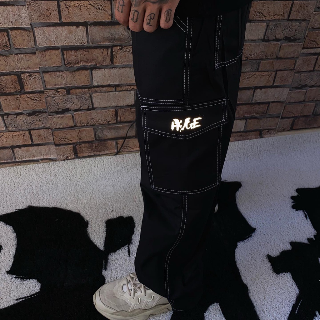 Calça Cargo - Huge Basic Linhas Brancas | Shopee Brasil