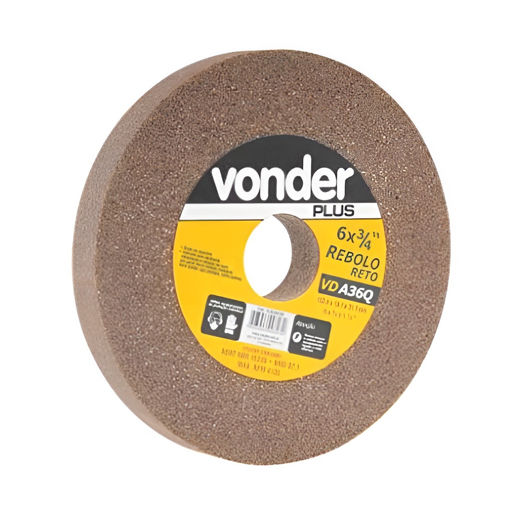 Rebolo Reto 6 x 3/4 Grão 36 Esmeril Vonder | Shopee Brasil