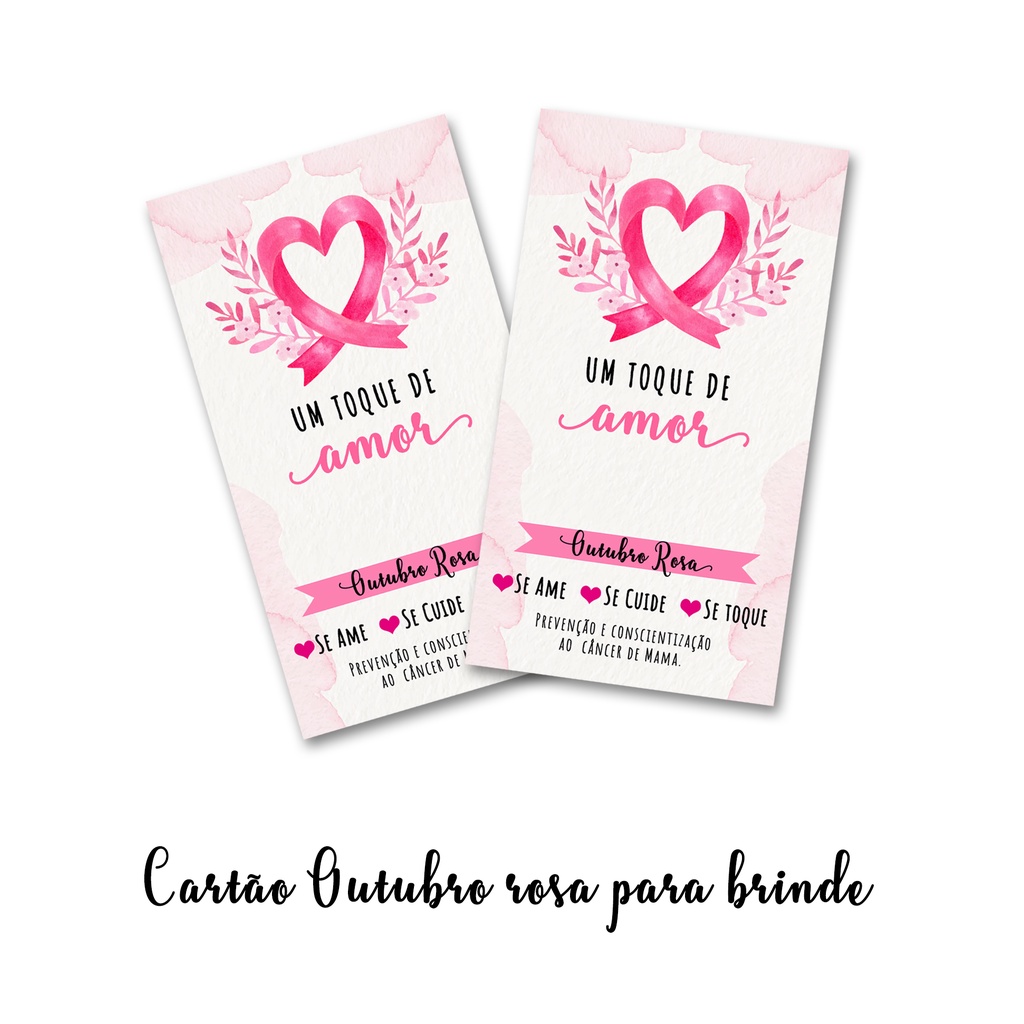 Card Outubro Rosa - Cartão de Agradecimento para Brinde - Tag Etiqueta ...