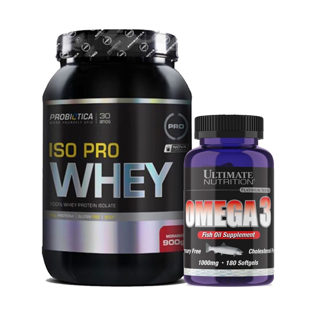 Kit Iso Pro Whey Morango 900g + Omega 3 Ultimate Nutrition | Shopee Brasil