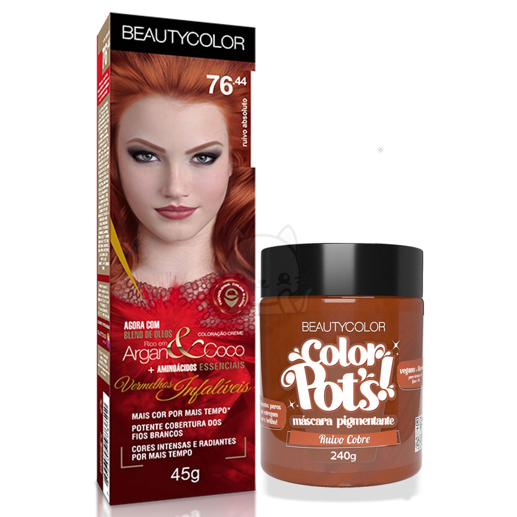 Kit Coloração 76.44 Ruivo Absoluto Ind + Pots Ruivo Cobre | Shopee Brasil