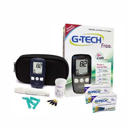 Medidor De Glicemia G-tech Free 110 Tiras + 110 Lancetas - Kit Completo | Shopee Brasil