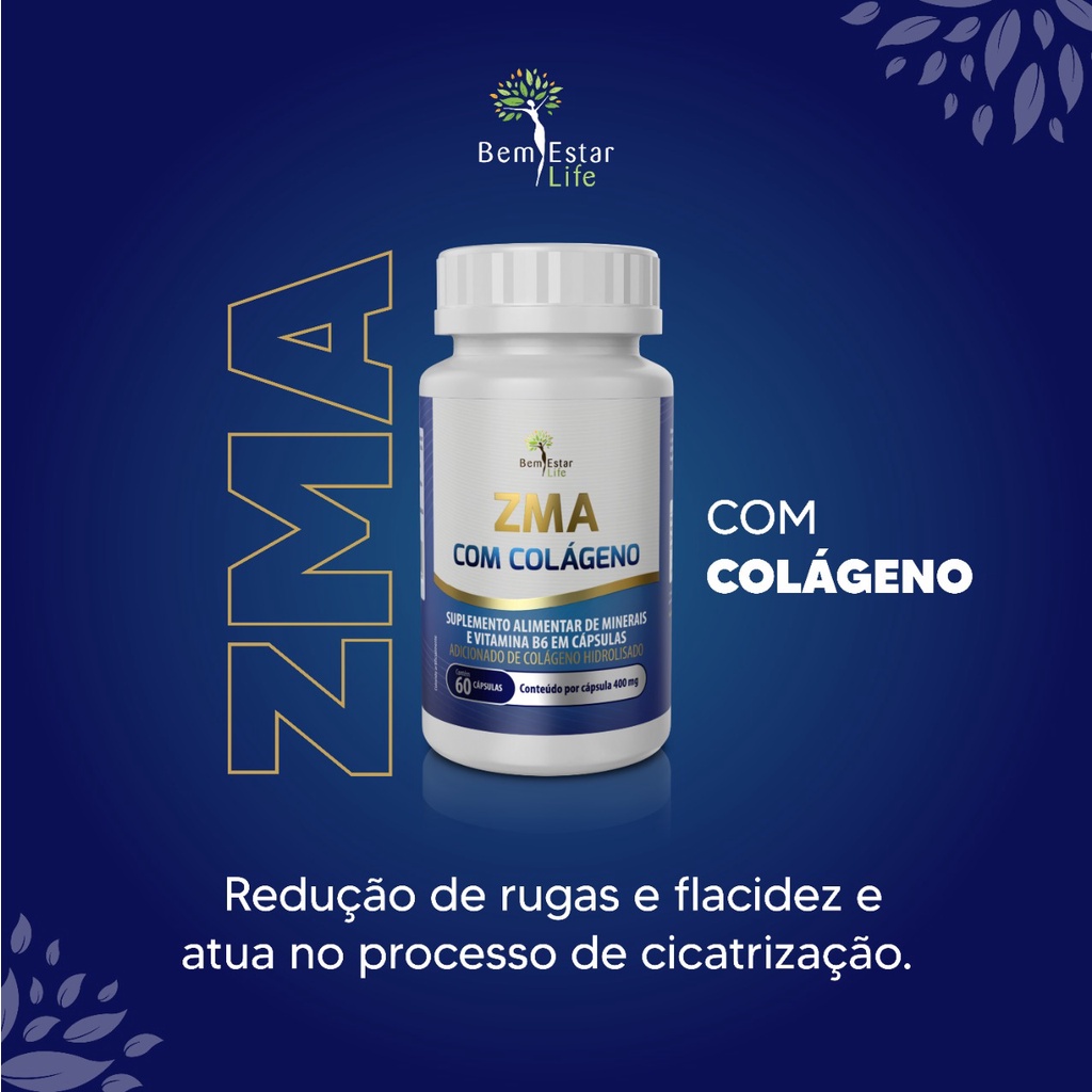 ZMA + Colágeno Hidrolisado - 60 capsulas I Bem Estar Life | Shopee Brasil
