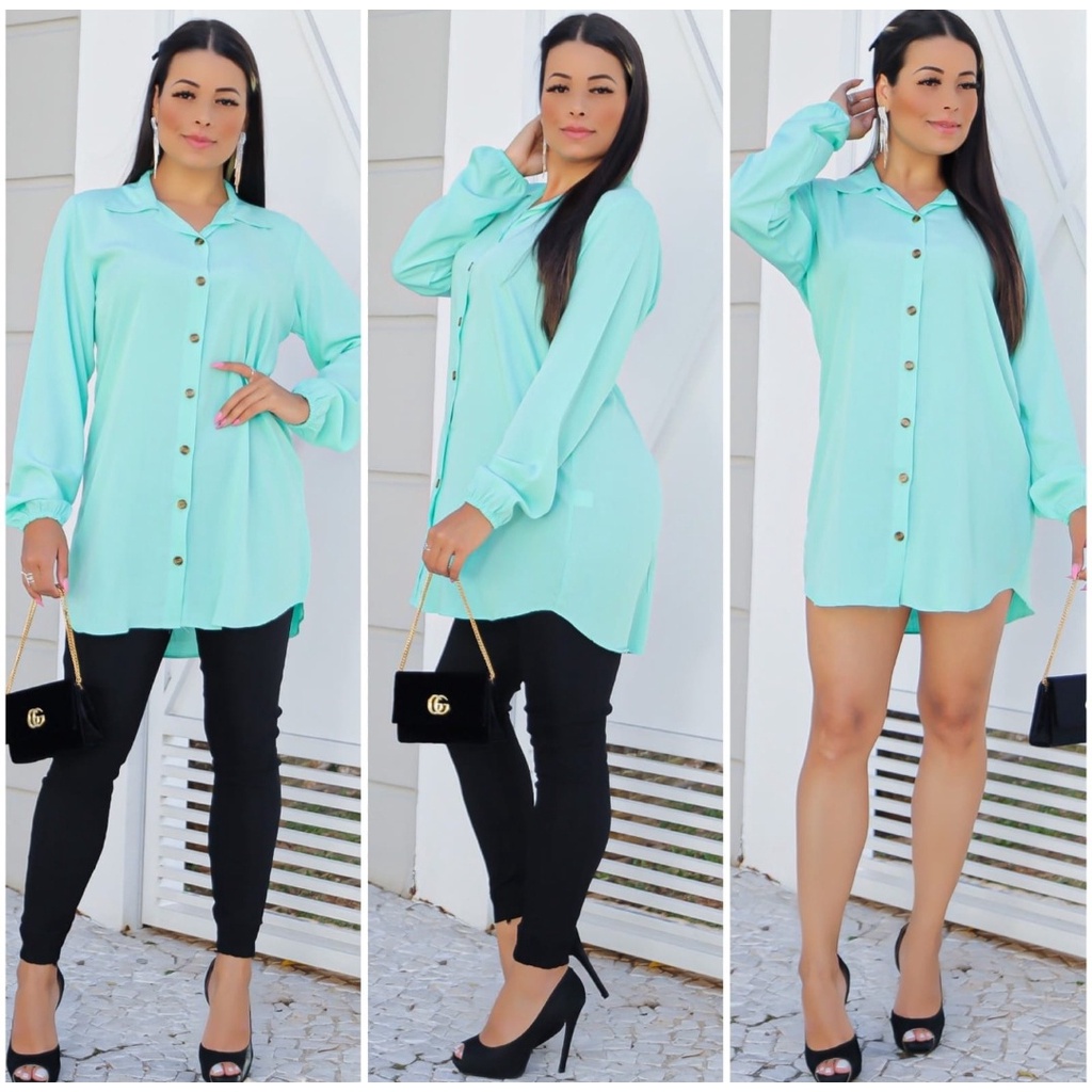 Vestido Camisão chamisse de viscolinho moda blogueira | Shopee Brasil