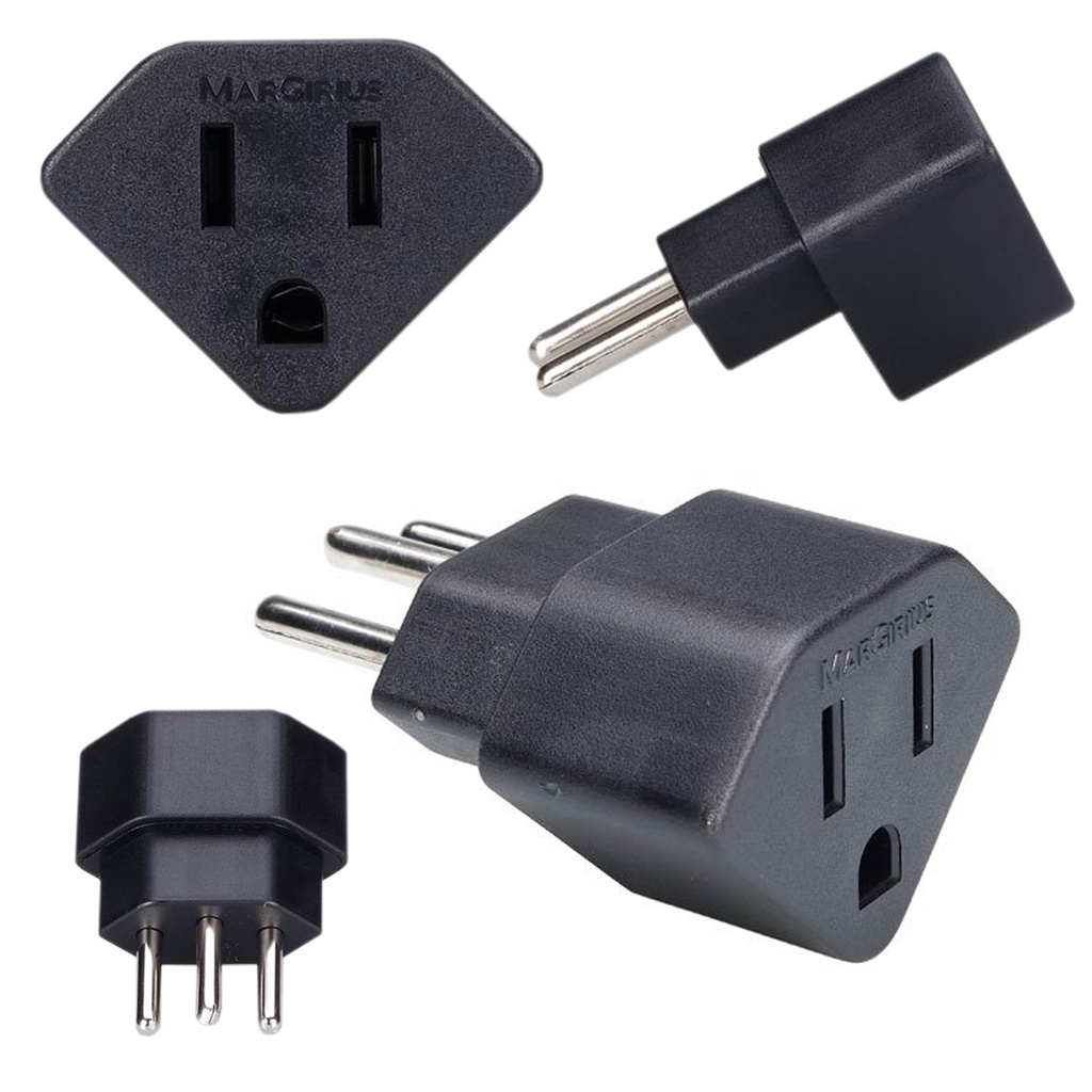 Adaptador Tomada Padrão Americano x Padrão Brasileiro 3 Pinos 10A Preto ...