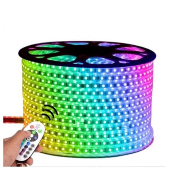 Kit Mangueira de LED 5050 Full 220V RGB Com Fonte e Controle Remoto ...