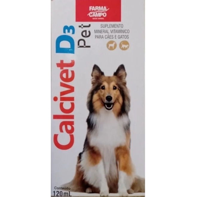 Suplemento Vitamínico Cálcio Calcivet D3 Pet Cães E Gatos 120ml ...