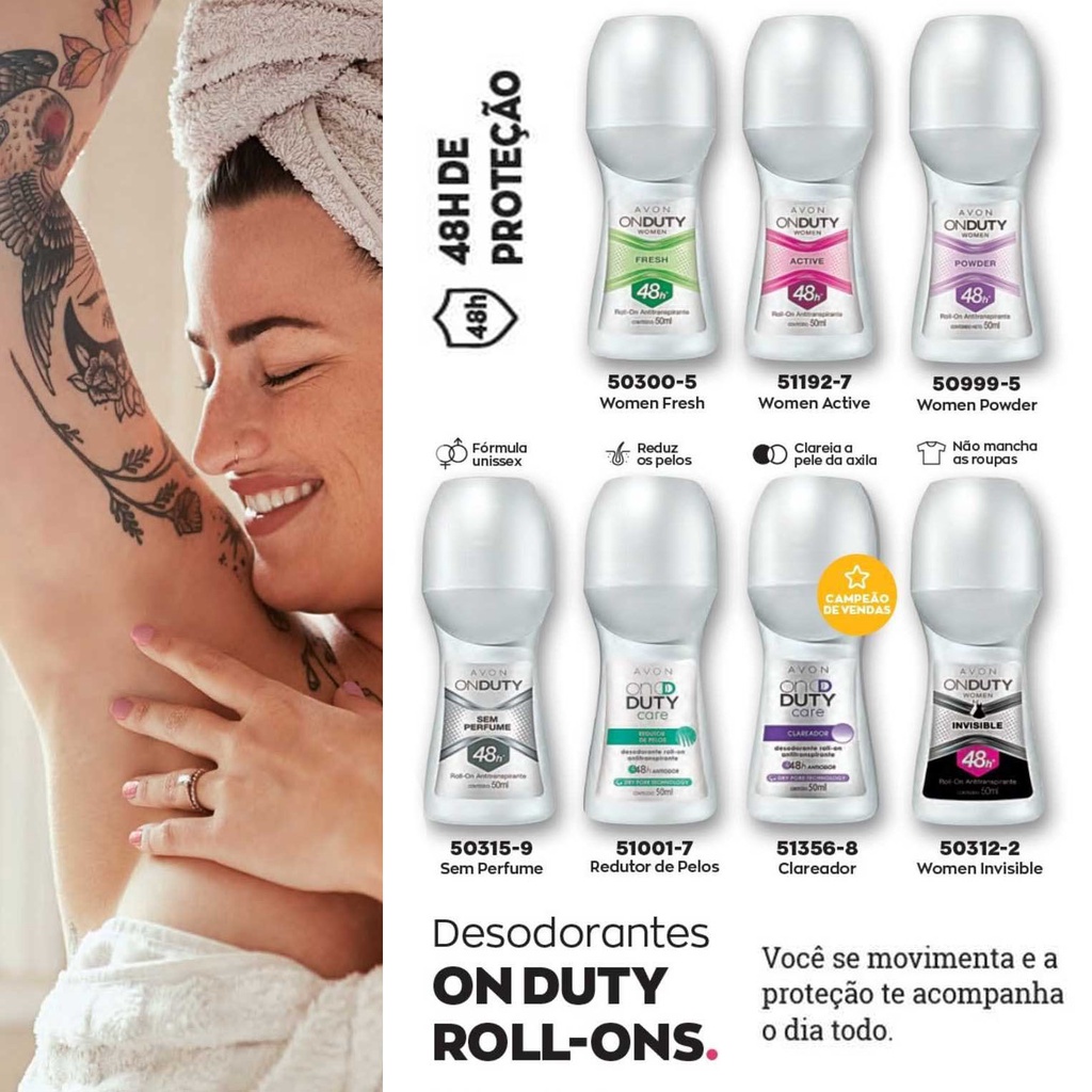 AVON - Desodorante On Duty Roll-On Antitranspirante Feminino 50 ml ...