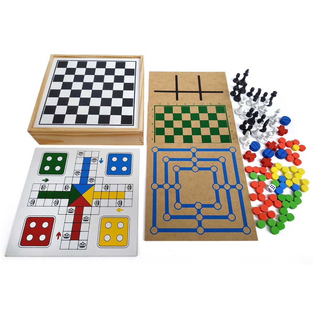 Jogos de Tabuleiro 5 em 1 - Dama + Trilha + Ludo + Xadrez + Jogo da ... Jogos de Tabuleiro 5 em 1 - Dama + Trilha + Ludo + Xadrez + Jogo da ...