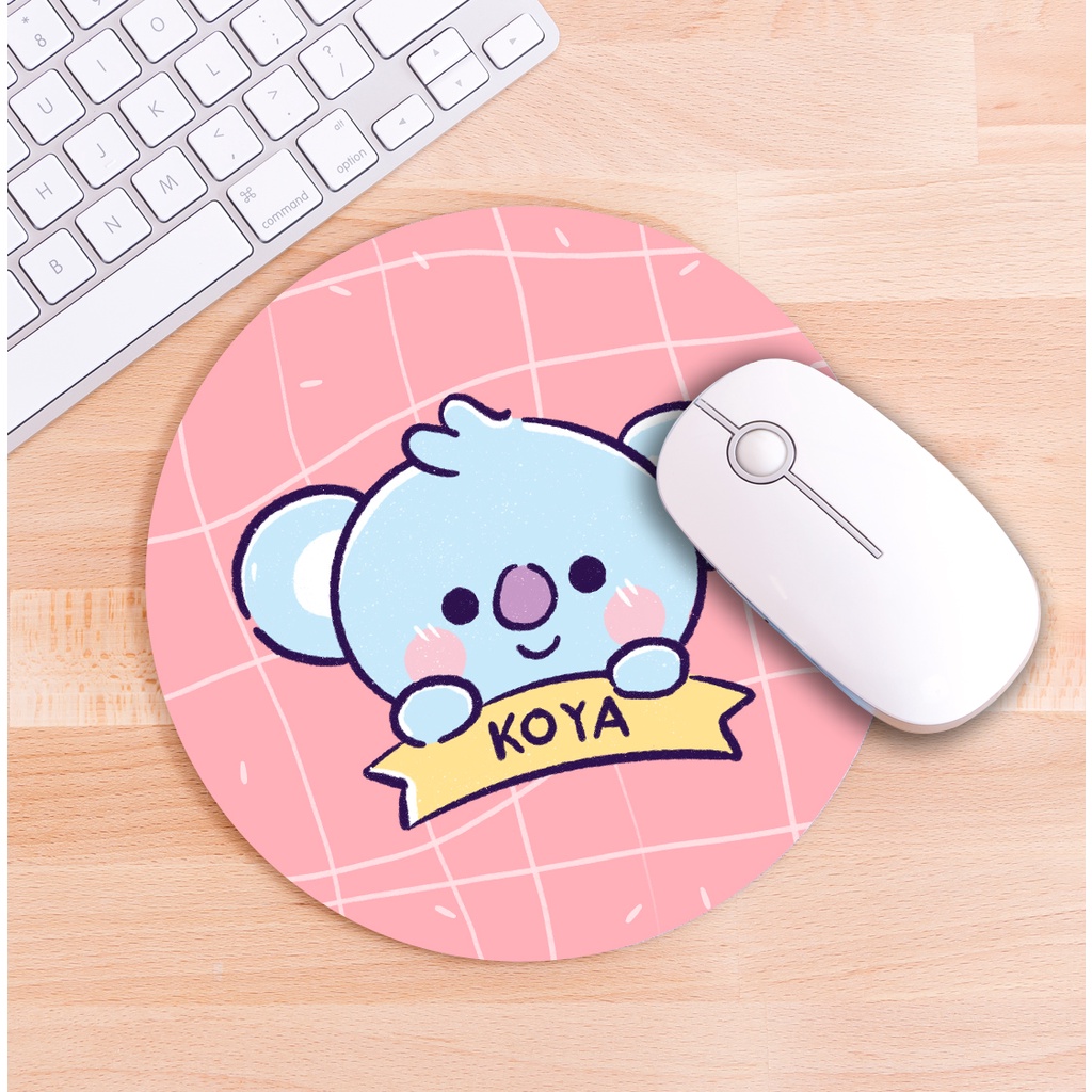 Mouse Pad Redondo BT21 Kawaii - Chimmy, Cooky, Rj, Koya, Shooky, Mang ...