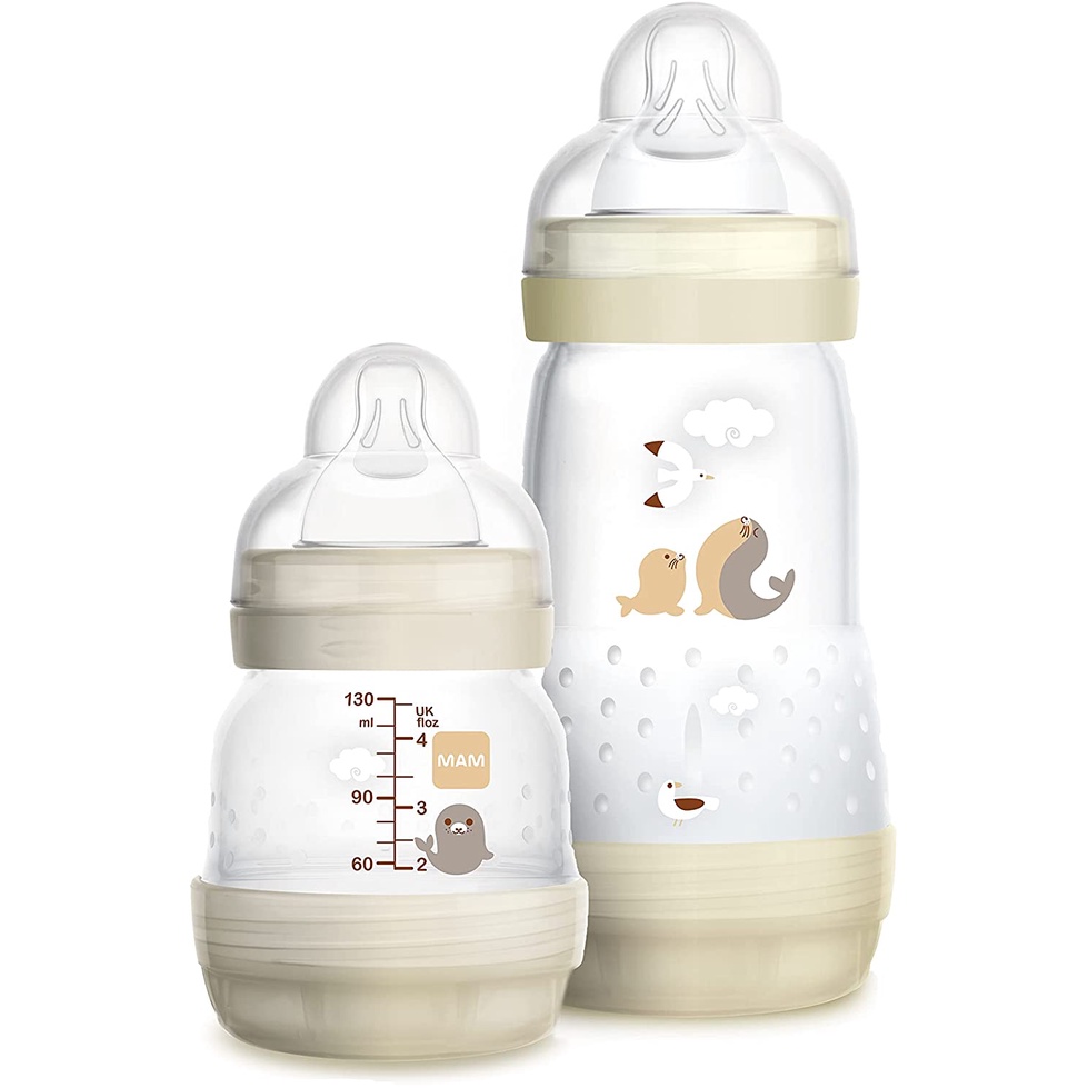 Kit Mamadeira Easy Start Anticólica Neutra -130ml + 260ml - MAM | Shopee Brasil