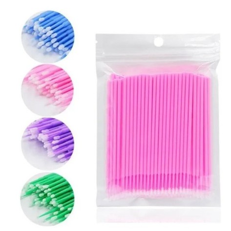 Kit 100 Microbrush Cotonete Alongamento Fio A Fio Cílios Oferta Lucky Bazar | Shopee Brasil