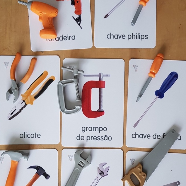 Kit 8 flashcards Montessori com ferramentas de obra | Shopee Brasil