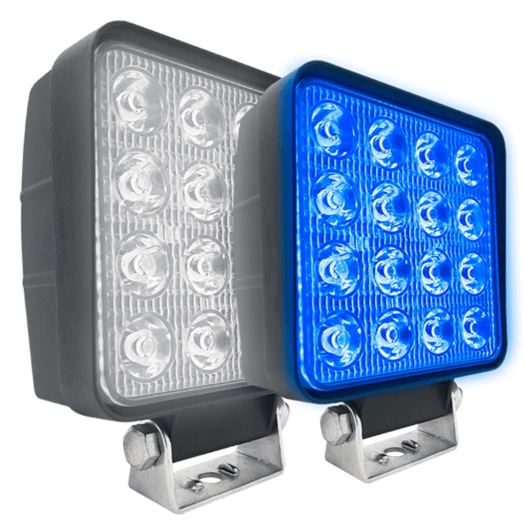 FAROL 16 LED QUADRADO LUZ BRANCA E LUZ AZUL 48W | Shopee Brasil