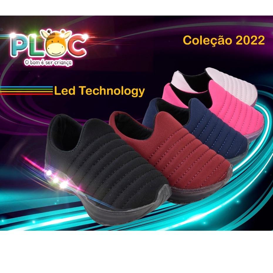 Tênis Led Infantil Luzinha Menino Meia Calce Fácil Leve Flexível ...