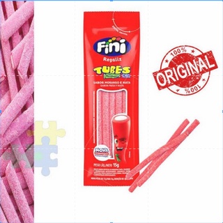 Fini Tubes Sabor morango com açúcar azedinho 15G | Shopee Brasil