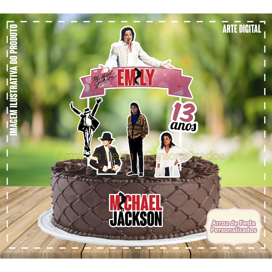 Topo de Bolo Topper de Bolo Personalizado Michael Jackson | Shopee Brasil